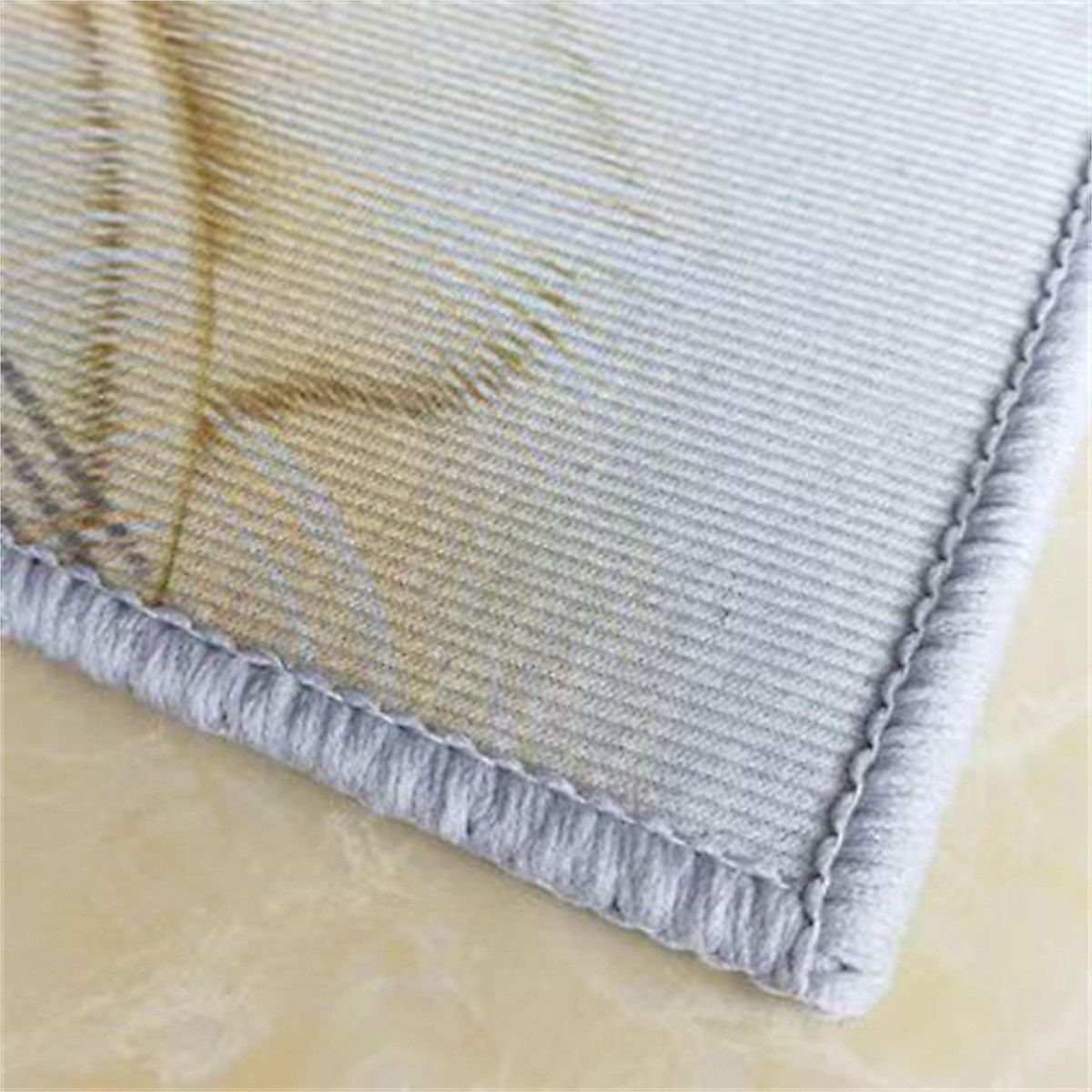 Srocvi Bear Area Rug Rustic Cabin or Lodge Themed Rug with Bear Deer Elk Moose Track and House Prints Brown Stitching Hallway Carpet Retro Washable Non Skid Throw Mat for Nursery Home Office, 6x9ft