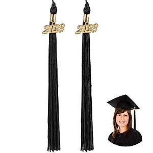 2023 Tassel Graduation-2Pcs Graduation Tassel Charms for Graduation Cap, Graduation Tassel 2023 for Graduate Hats, Academic Graduation Cap Tassel Charms (Black)