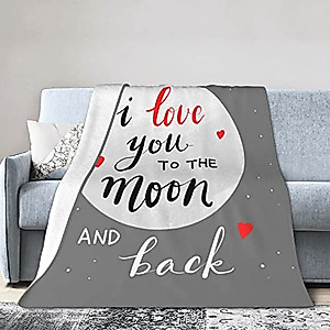 I Love You Gift Throw Blanket, Soft & Breathable Flannel Blanket, Blanket for Girlfriend, Wife or Loved One, Throw Blankets for Birthdays & Anniversaries, 60x80 inches, i Love You to The Moon and Back