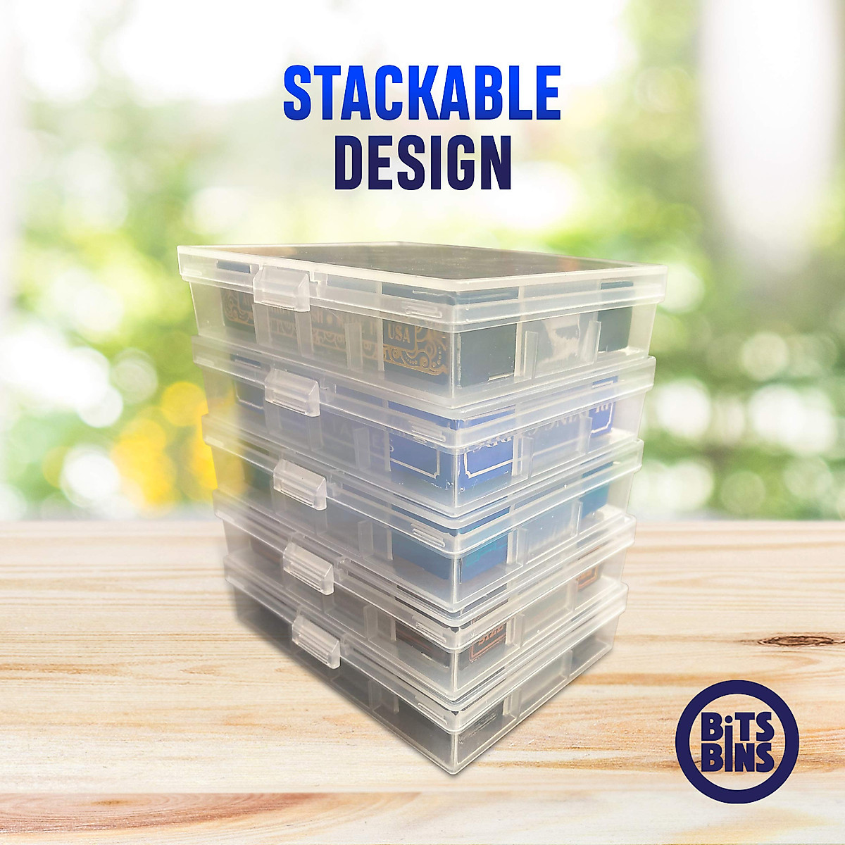 PRODUCT80 BitsBins 10 Pack Playing Card Case with Unique Inner Wall Design, Card Deck Box Fits Sleeved Cards, Game Cases for Standard Playing Cards, Holder for for MTG & Pokemon Cards