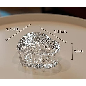 RockTrend Heart-Shaped Glass Storage Box Embossed Jewelry Box with Lid
