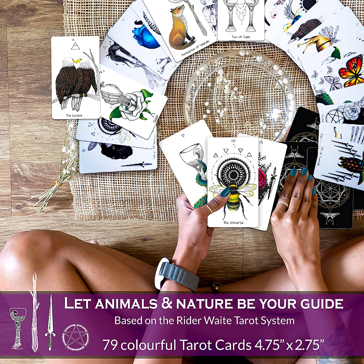 Naked Heart Tarot Deck by Jillian C. Wilde - Black Tarot Deck Tarot Cards with Guide Book - Nature & Animal Tarot Cards for Beginners & All Level Tarot Cards Deck Readers