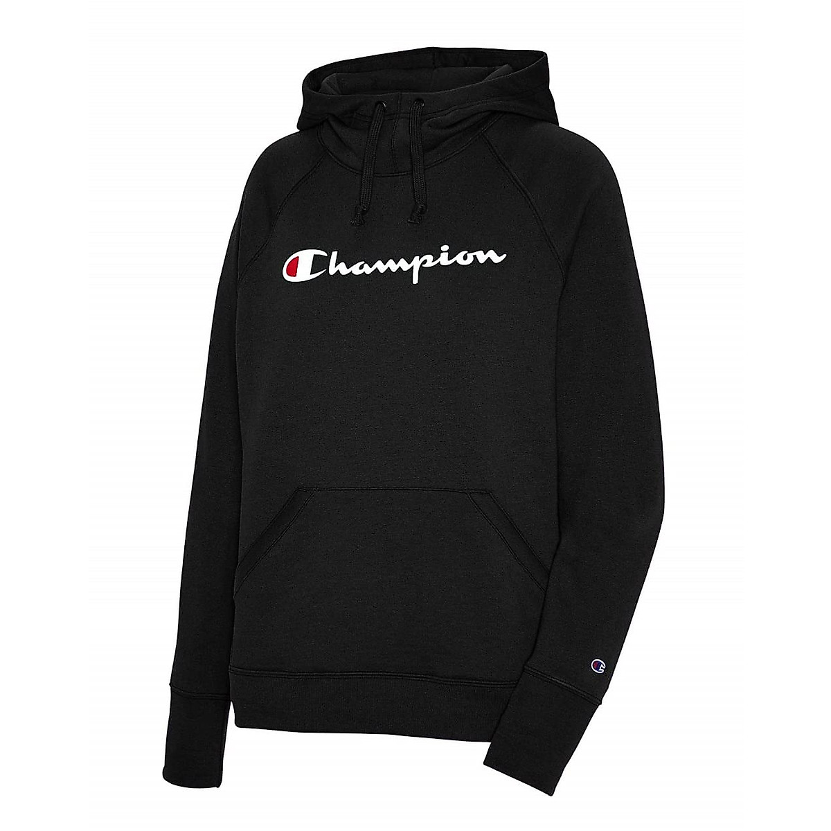 Champion womens Classic Script Logo, Powerblend Fleece Hoodie Hooded Sweatshirt, Black-y08113, Medium US