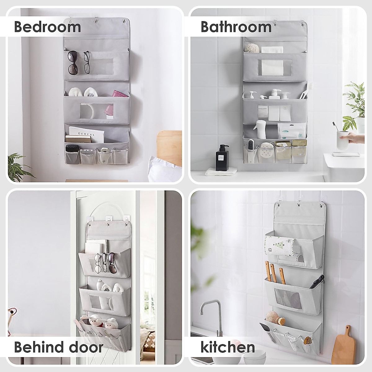 Zyrellix Wall Hanging Organizer Canvas, Wall Hanging Basket with Pockets, Oxford Cloth Wall Organizer, Waterproof Hanging Storage Bag for Kitchen, Bedroom, Bathroom, Door, Office