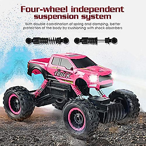 DOUBLE E Remote Control Car for Girls 1/12 Scale Monster Trucks Dual Motors Off Road RC Trucks, Girls Toys Gifts for Girls Daughter Kids, Birthday Gift Ideas, Pink