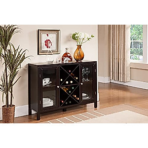 Kings Brand Furniture Wine Rack Bar Cabinet, Kitchen Sideboard and Buffet Table with Storage for Dining, Living Room, Espresso