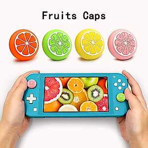 Lemon Joystick Thumb Grips Cover Stick Thumbstick Caps for Nintendo Switch NS Nitendo Switch Lite NS JoyCon 4PCS (2 Green 2 Orange)