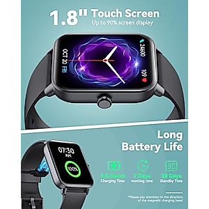 Smart Watch for Men Women with Bluetooth Call/Alexa Voice, 1.8 Inch Waterproof Fitness Tracker Smartwatch,Steps/Calorie/SpO2/Heart Rate/Sleep Monitor, 7-Day Battery Life, iOS Android Phone Compatible