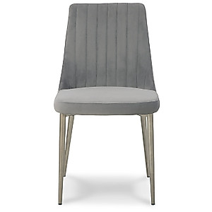Signature Design by Ashley Barchoni Classic Upholstered Dining Chair with Metal Frame, Set of 2, Metallic & Gray