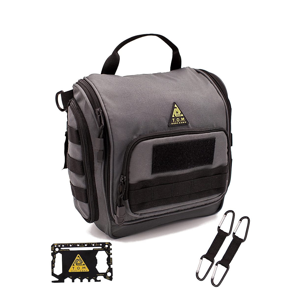 T.O.M HORIZONS Tactical Toiletry Bag for Men. Extra Large, Water Resistant, Heavy Duty, Hanging, Multiple compartments and Storage Options, Dopp Kit for Toiletry Accessories