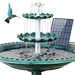 AISITIN 3 Tiered Bird Bath with 3.5W Solar Pump, DIY Solar Fountain Detachable and Suitable for Bird Bath, Garden Decoration, Outdoor Bird Feeder