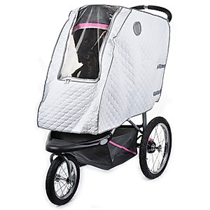 Masirs Baby Stroller Rain Cover - Universal Size, Weatherproof Shield to Safeguard Your Child from Wind & Rain. Mesh Material for Ventilation & Reflective Trimming for Night Visibility, (Clear Vinyl)