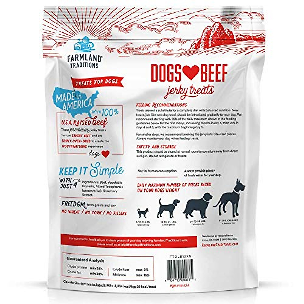 Farmland Traditions Filler Free Dogs Love Beef Premium Jerky Treats for Dogs (40 oz.)