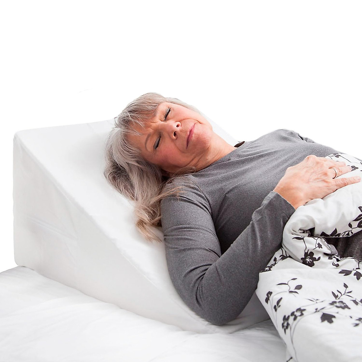 DMI Bed Wedge Pillow and Triangle Wedge with Elevated Incline for Neck Pain, Headaches, Reflux, Shoulders, Back Pain, Foot Support, Knee Pain or Restless Leg Syndrome, 24x24x12 inches, White