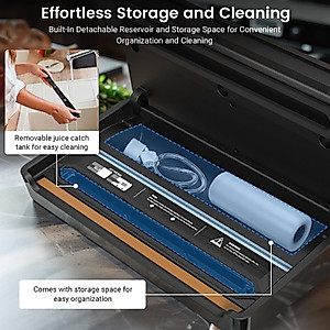 BLITZHOME Vacuum Sealer Machine, 6 Easy Modes for Dry/Moist Food Storage/Sous Vide, Built-in Cutter/Storage, Visual Seal-Time, Automatic Food Sealer with 15Pcs Bags,1 Roll, Full Starter Kit…