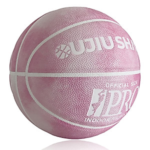 OujiuShark Official Size 5 Basketball, 27.5" Basketball for Age 8-11, Pink Youth Basketball TPU Leather Indoor Outdoor with Net Needle (Without Pump)