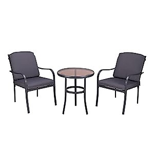 3 Pieces Outdoor Furniture,Patio Table and Chairs, Dinning Table and chais, Patio Conversation Set, Porch Patio Set, Furniture Patio All-Weather Outdoor Patio Furniture (Stone Grey)