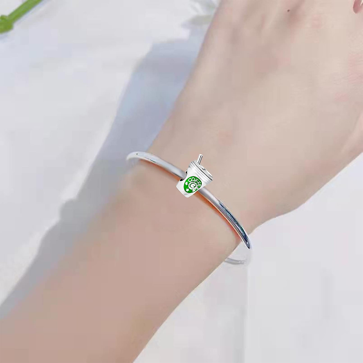 TGLS Coffee Cup Charm for Coffee Lover Bead Compatible With Pandora Bracelets