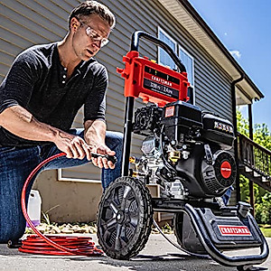 Craftsman CMXGWFN061200 3200 PSI Gas Pressure Washer, 2.4 GPM, Craftsman Engine, Includes Spray Gun and Wand, 4 QC Nozzle Tips, 1/4-in. x 25-ft. Hose, Red