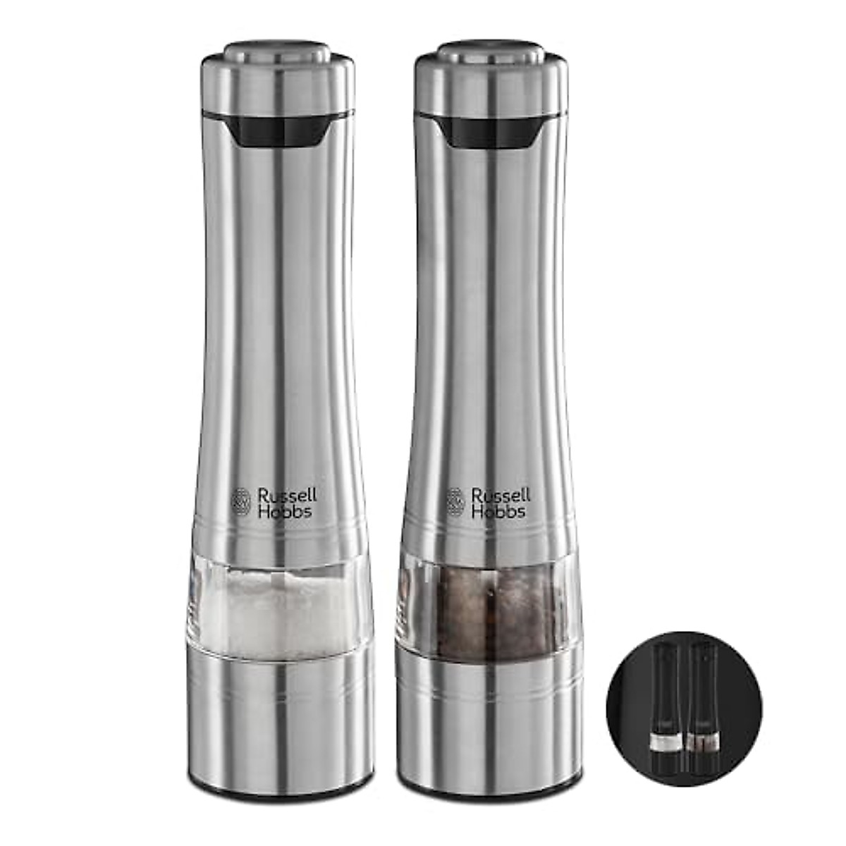 Russell Hobbs Battery Powered Salt and Pepper Grinders 23460-56 - Stainless Steel and Silver