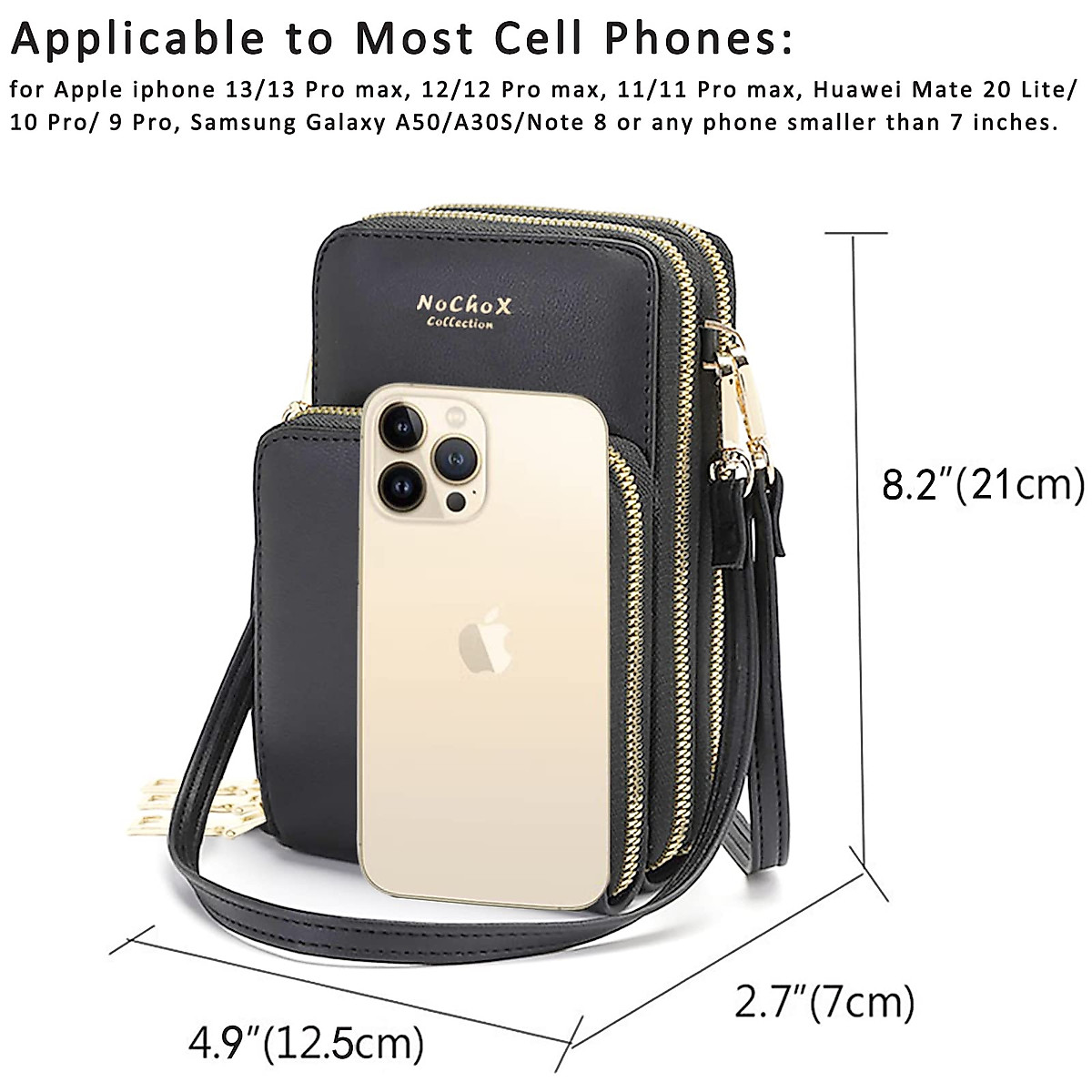 NoChoX Small Crossbody Bags for Women, RFID Blocking Phone Purses, Shoulder Handbags with Credit Card Slots, Adjustable Strap, Pink