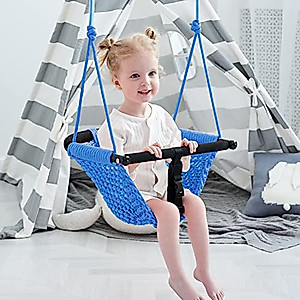 nets Tribe 2 -in- 1 Toddler Swing. Swing Seat for Kids with Adjustable Ropes, for Kids Heavy Duty Rope Play Secure Children Swing Set, for Outdoor Indoor, Backyard. Upgrade Product (Blue)