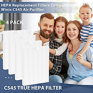 Mchillnet 2 Pack C545 Replacement HEPA Filters Compatible with Winix C545 Air Cleaner Purifier, Ture HEPA Filter S, Part number 1712-0096-00, 4 True HEPA Filters