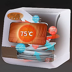 LIYUANJUN Countertop Dishwasher, 1200W 6-Liter Table Dish Washer 4 Washing Program 2 Drying Mode for RVs, Small Apartments, Dorms Cleaning Tablewares Bottle Bowl 17×15×17Inch