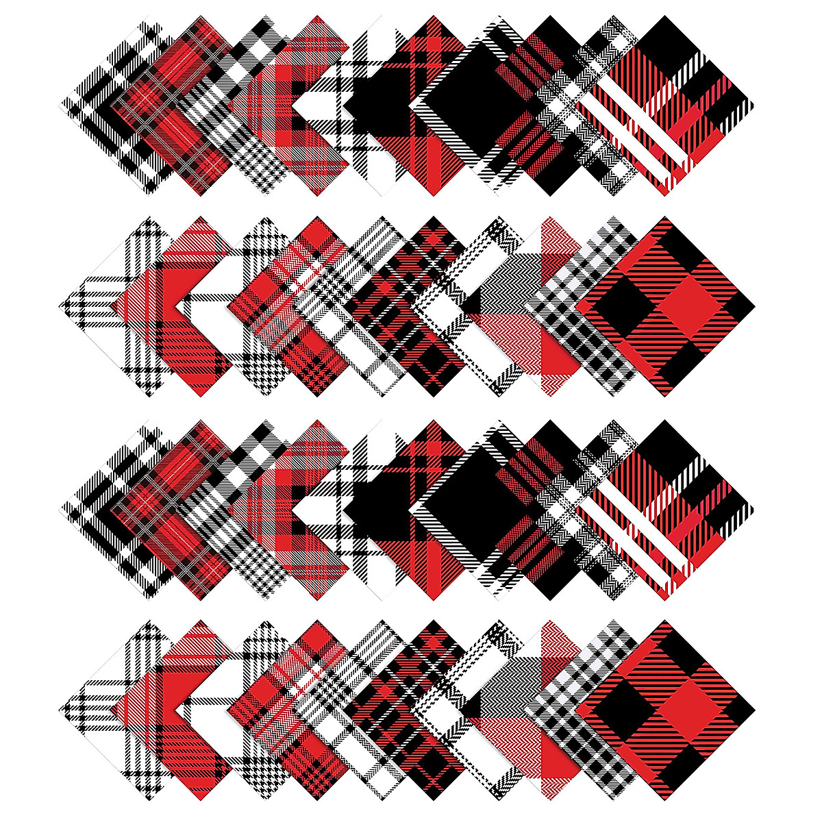 Soimoi Precut 10-inch Tartan Prints Cotton Fabric Bundle Quilting Squares Charm Pack DIY Patchwork Sewing Craft- Magenta & Black