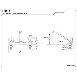 Kingston Brass FB111 7-5/8-Inch in Spout Reach Americana 8-Inch Kitchen Faucet Without Sprayer, Polished Chrome
