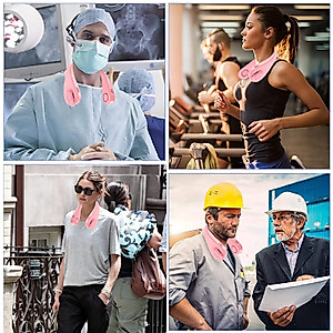 Neck Fan - Portable Bladeless Fan Rechargeable, 360° Hands Free Around the Neck, 3000mAh Personal Fan with 3 Speeds Cooling Fan, Low Noise for Travel Sports Sleeping Cooking Fishing (Pink)