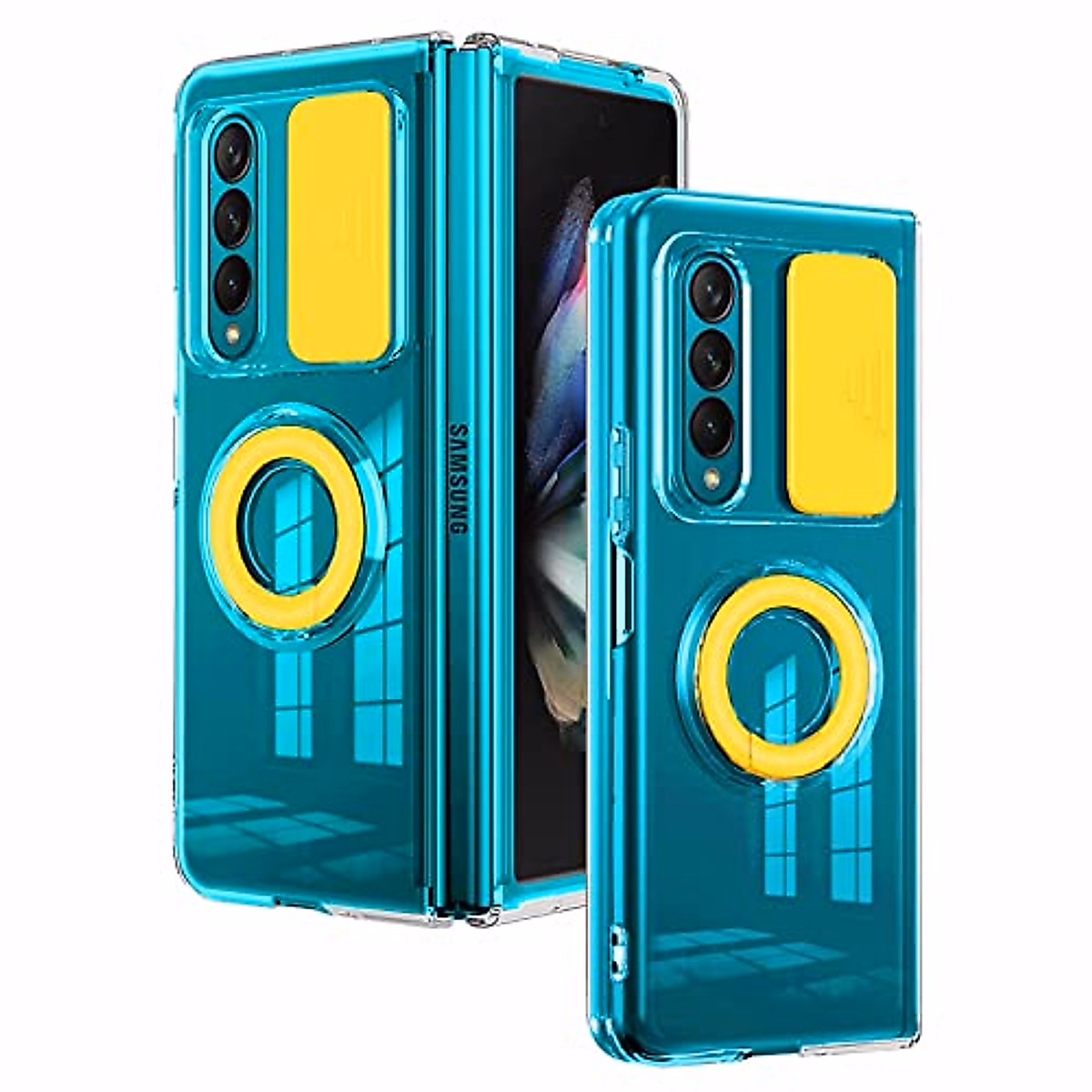 EAXER for Samsung Galaxy Z Fold 3 5G Case with Ring Holder, Slim Kickstand Shockproof Stand Clear Back Case Cover