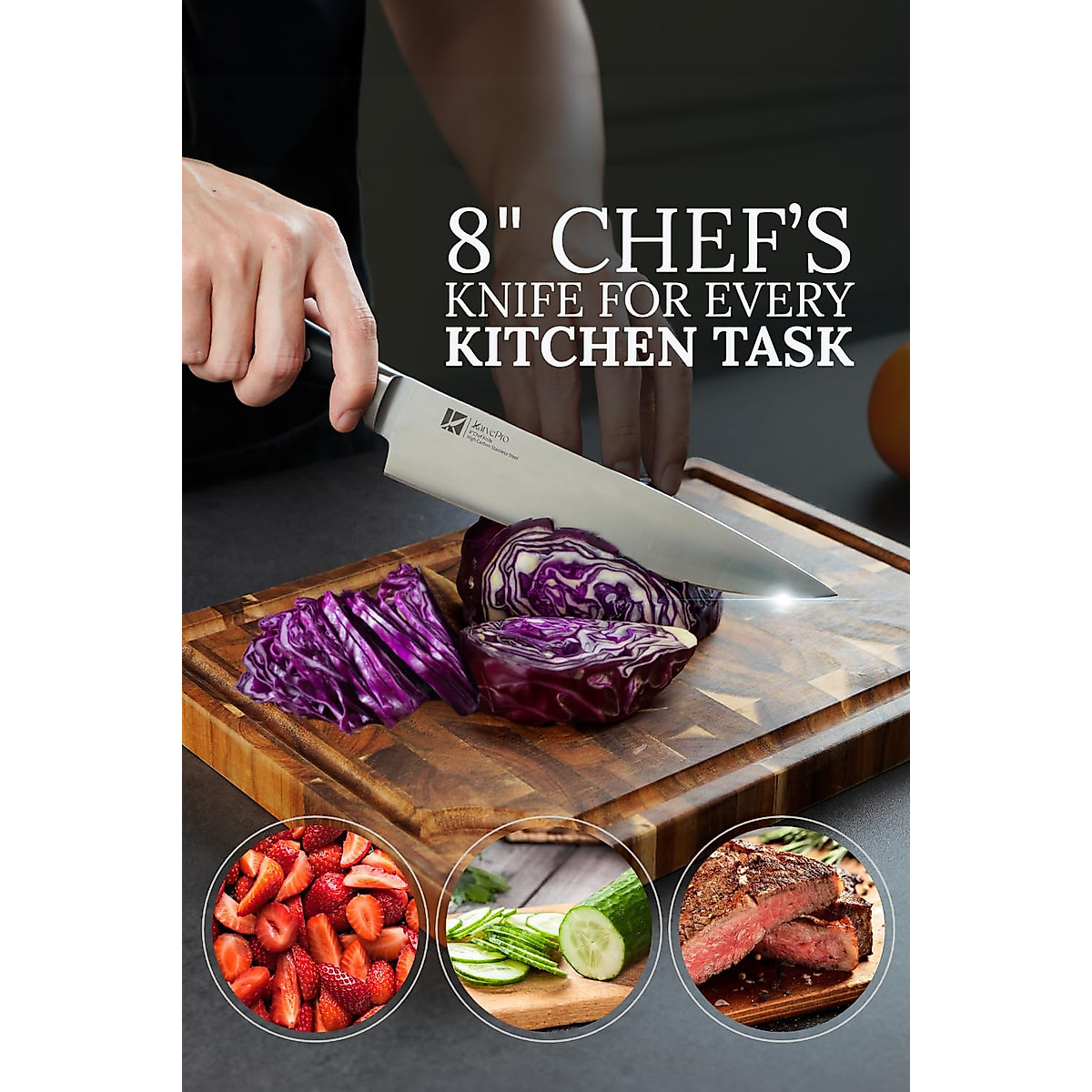 KarvePro Sharp, High Carbon Stainless Steel, Chef’s Knife-Professional 8 inch, Multipurpose Kitchen Knife