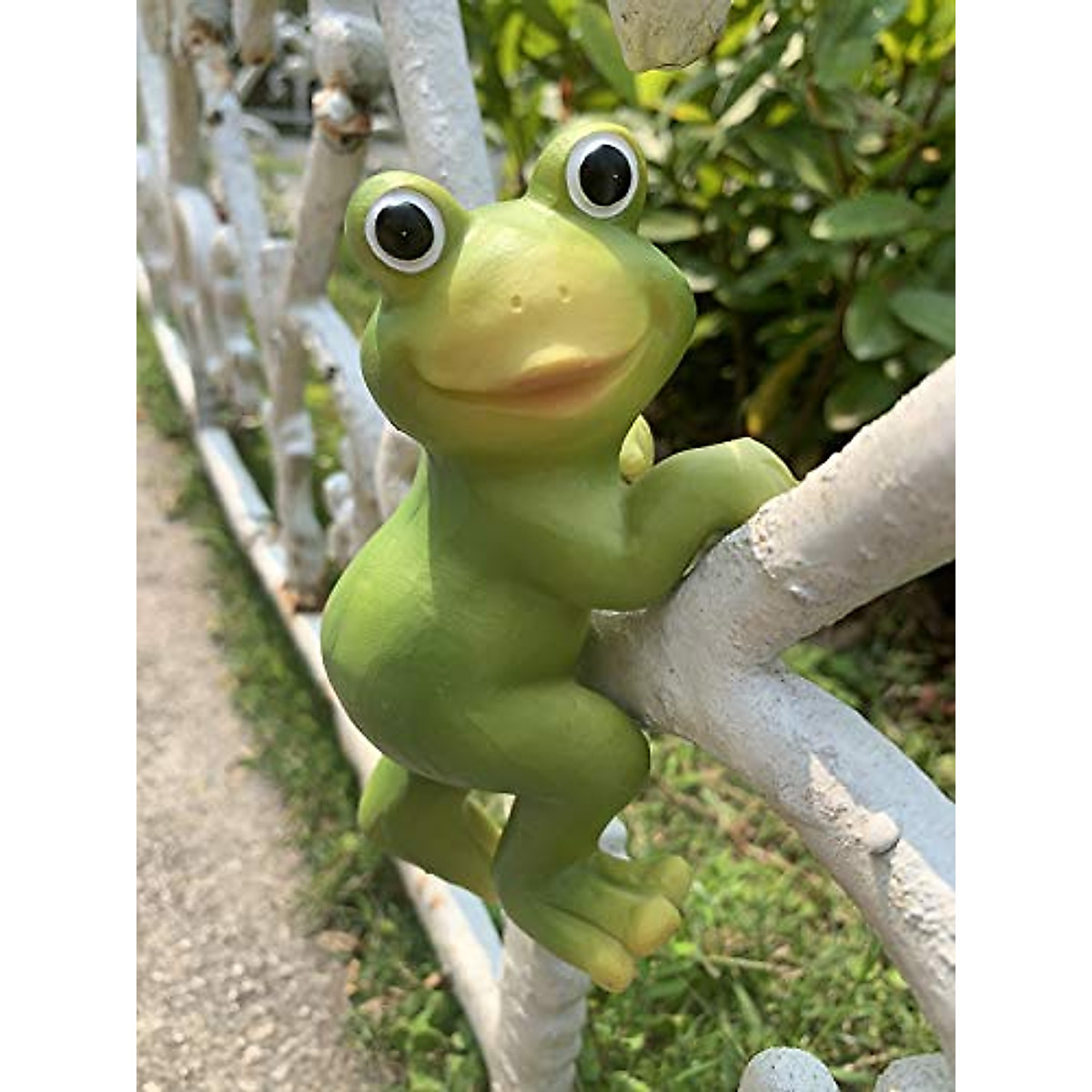iRonrain Indoor Outdoor Statue Hanging Frog, Garden Mini Art Décor Figurine Ornament for Planter Pots Hanger Porch Patio Lawn (Design A)