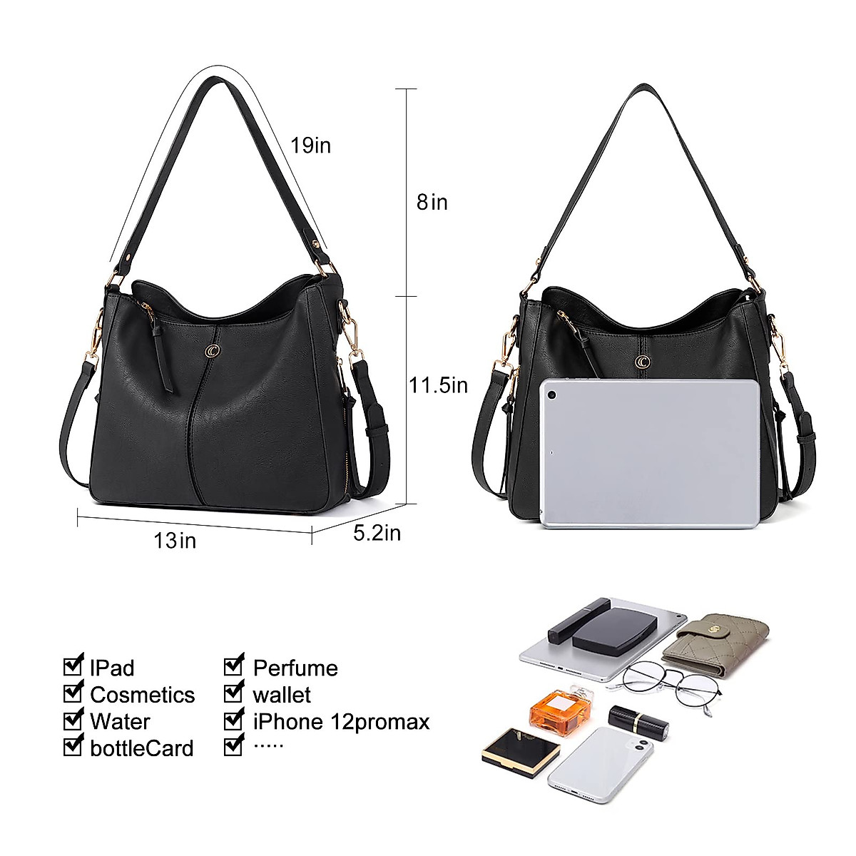 CLUCI Purses and Handbags for Women Vegan Leather Hobo Bags Large Ladies Tote Crossbody Shoulder Bag