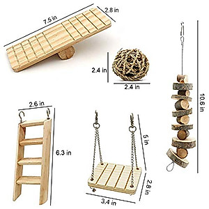 Hamster Chew Toys Set Natural Wooden Hamster Toys and Accessories Teeth Care Molar Toys for Guinea Pigs Syrian Hamster Rats Chinchillas Gerbils Hamster Swing Seesaw Pack of 10