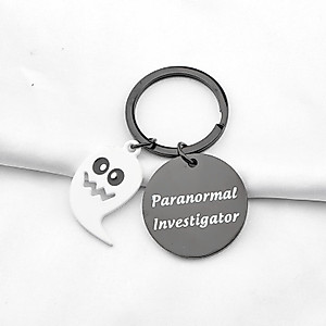 CENWA Funny Paranormal Investigator Keychain Ghost Hunter Gifts Ghost Hunting Gifts Hallowen Day Gift (Paranormal black K)
