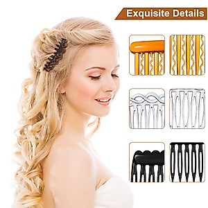 12 Pieces Plastic Side Hair Twist Comb French Twist Comb Hair Clips with Teeth for Fine Accessories Women, 4 Colors(Retro Color,Chic)