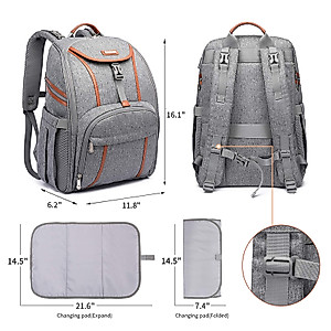Diaper Bag Backpack, Billiton Diaper Bags for Baby Boy Girl,Baby Bags for Boys Girls,Large Diaper Bag with Changing Station Pad, Multi-Function Waterproof Baby Diaper bag backpack, Grey