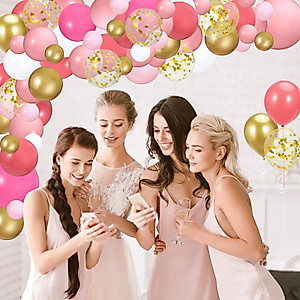 KaKaPops 169pcs Pink Balloon Garland Arch Kit, Gold White and Pink Balloons with Different Size Hot Pink Light Pink Balloons for Birthday Party Girl Baby Shower Decorations