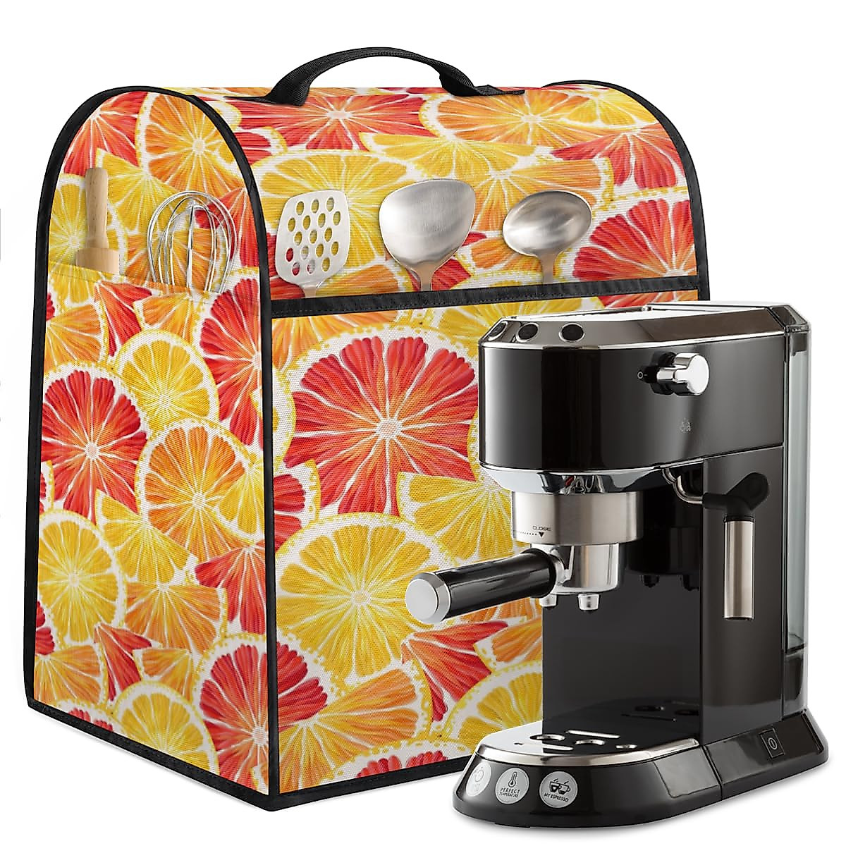 Citrus Slice Realistic Mixer Cover Dustproof Yellow Orange Stand Mixer Covers Compatible with 6/7/8 Quart Kitchen Mixer, 4 Pockets for Mixer Accessories