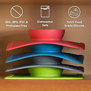 ezpz Happy Bowl - 24 Months + (Blue) - 100% Silicone Suction Bowl with Built-in Placemat – Dishwasher Safe