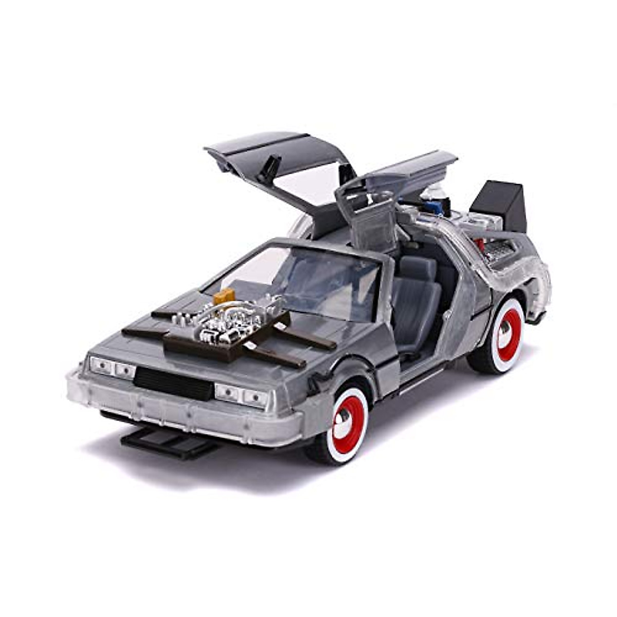 JADA TOYS, Back to The Future Part III: Time Machine with Light-up 1:24 Scale Vehicle, Unisex Adult Silver