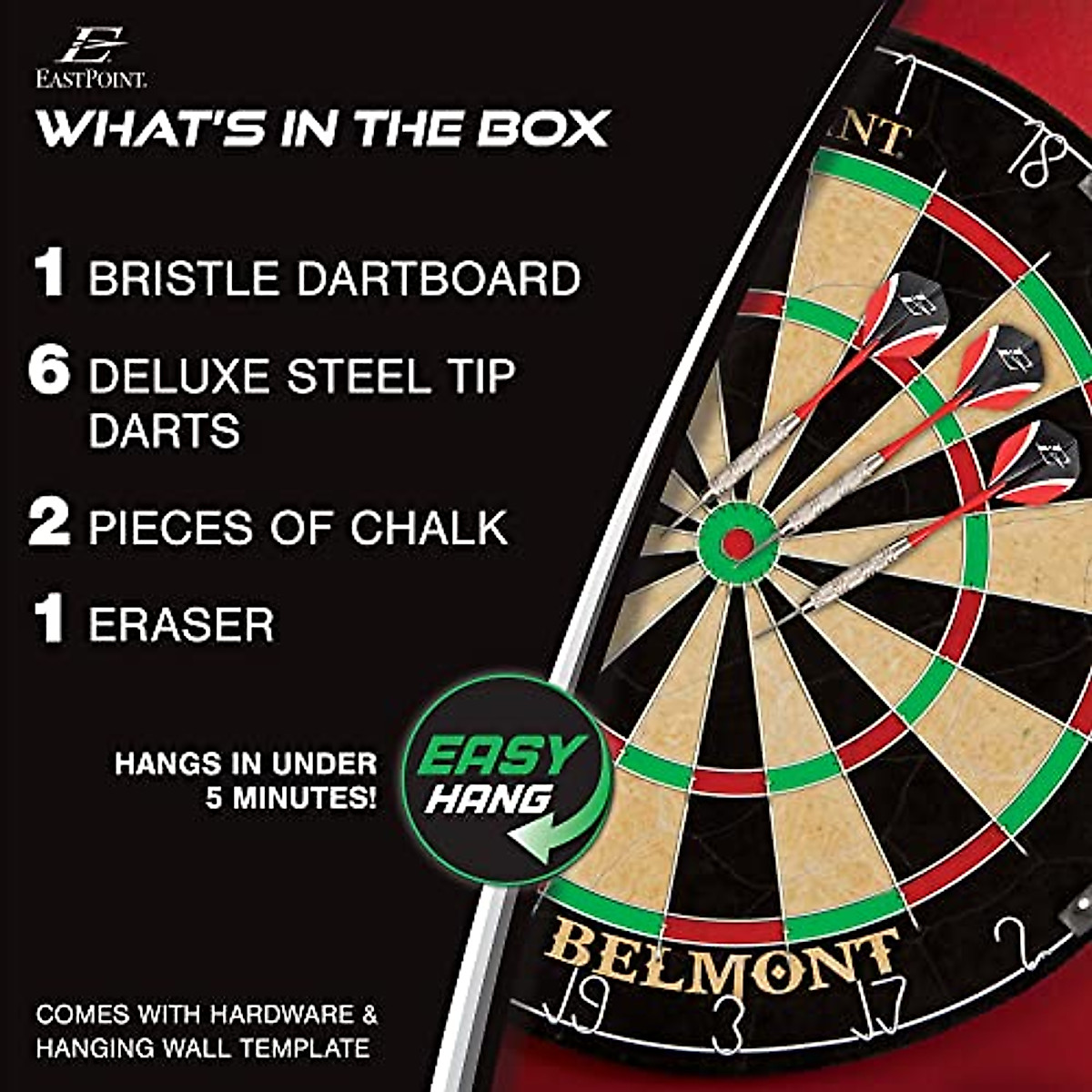EastPoint Sports Belmont Bristle Dartboard and Cabinet Set - Features Easy Assembly - Complete with All Accessories