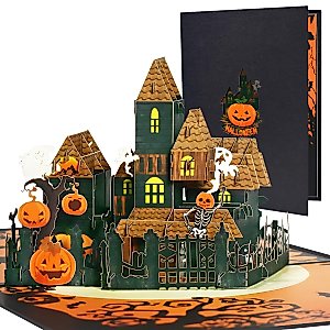 CNLITIHEKA Spooky Castle Halloween Cards, Halloween Pop Up Cards, 3D Halloween Greeting Cards for Kids, Family, Friends.