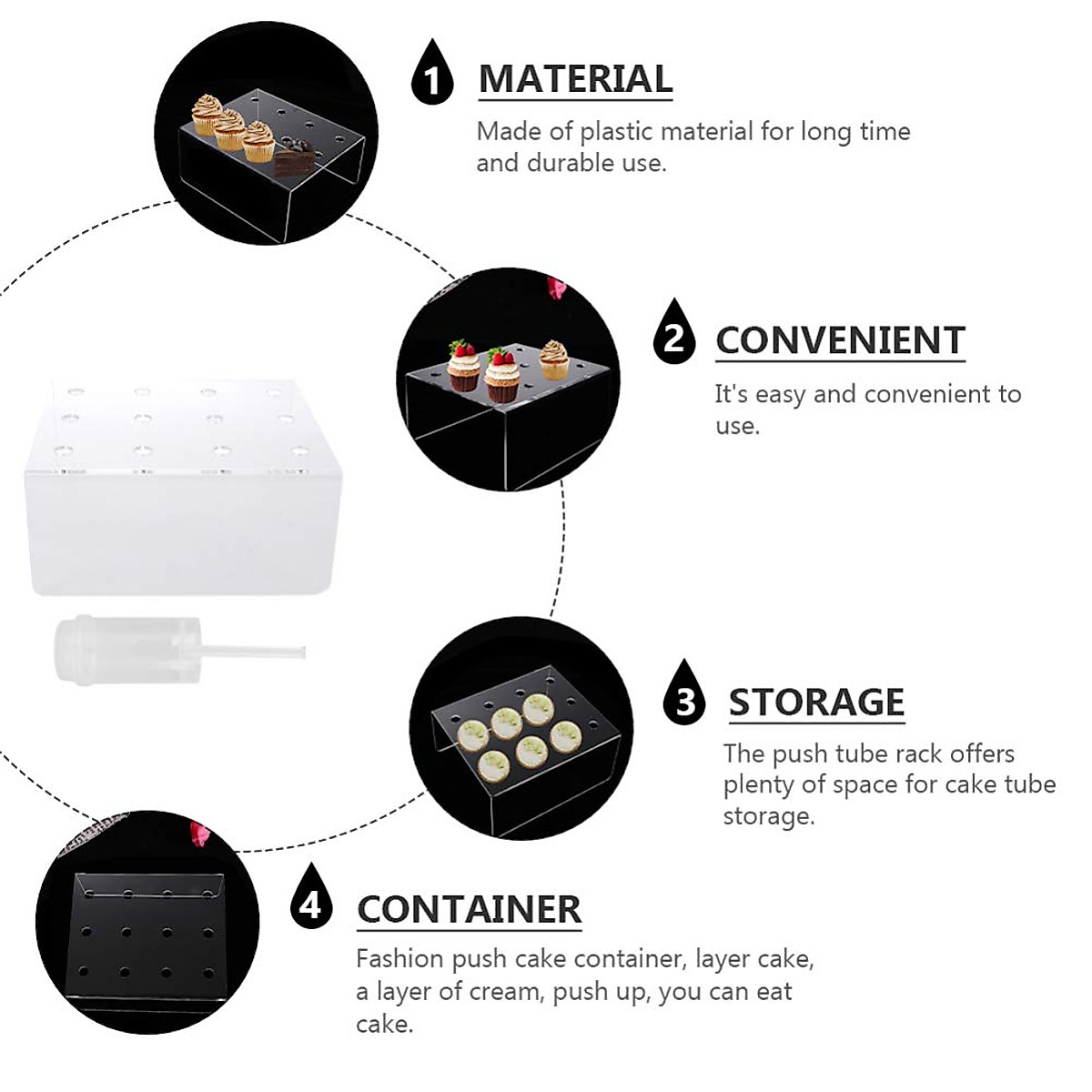 DOITOOL 1 Set 12 Hole Push Pop Cake Stand and Clear Push- up Cake Pop Shooter Plastic Containers for Wedding Baby Shower Birthday Parties