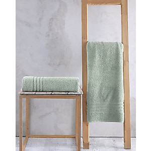 Hammam Linen Jumbo Large Bath Sheets Towels 2-Pack 35 x 70 Inches Soft and Absorbent, Premium Quality 100% Cotton Towels (Light Green, Bath Sheet)