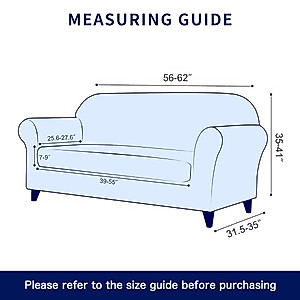 SUBRTEX Stretch Loveseat Sofa Slipcover 2 Piece Sofa Cover 2 Seater Soft Couch Slipcover Washable Furniture Covers, Jacquard Fabric Small Checks(Turquoise,Loveseat)
