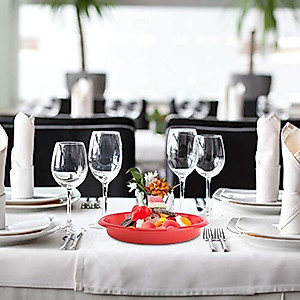 Cabilock 10Pcs Red Round Plastic Trays Plastic Serving Tray Serving Platters Food Tray Decorative Serving Trays Wedding Platter Party Trays Candy Fruit Platters 21cm