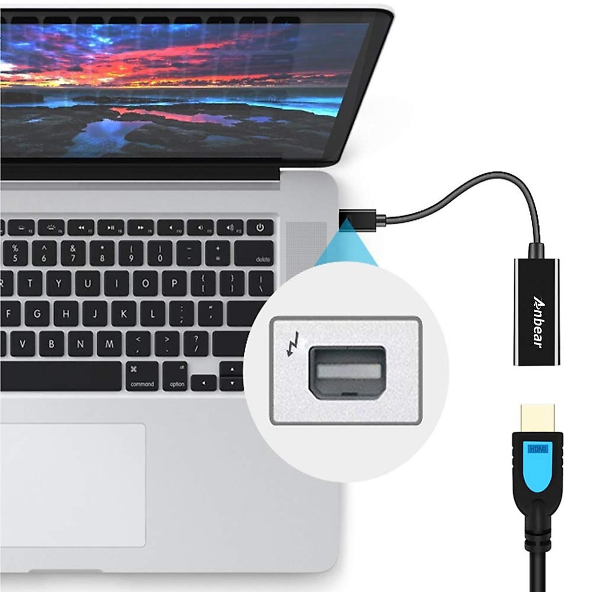 Anbear Mini Displayport to HDMI Adapter Thunderbolt to HDMI Cable, Gold-Plated Display Port to HDMI Adapter Compatible with MacBook Pro, MacBook Air, Mac Mini, Microsoft Surface Pro